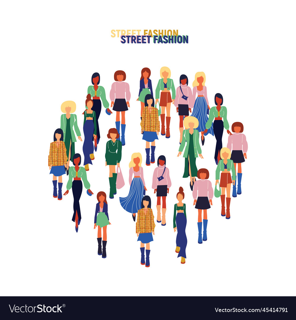 Stylish young women dressed in trendy clothes Vector Image