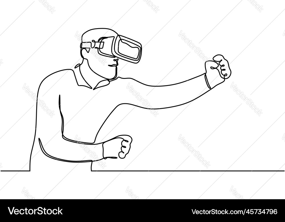 Continuous one line drawing of person Royalty Free Vector