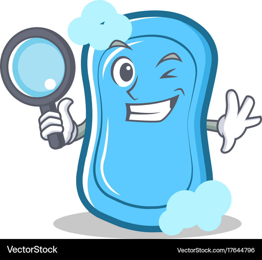 Detective blue soap character cartoon Royalty Free Vector