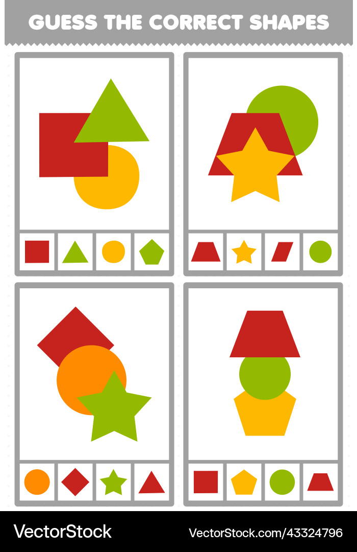 Education game for children guess the correct Vector Image