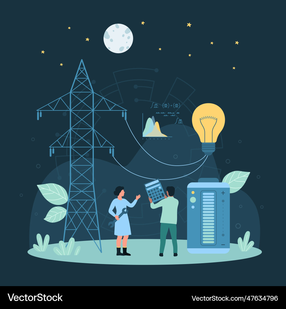 Electric power production and distribution dark Vector Image