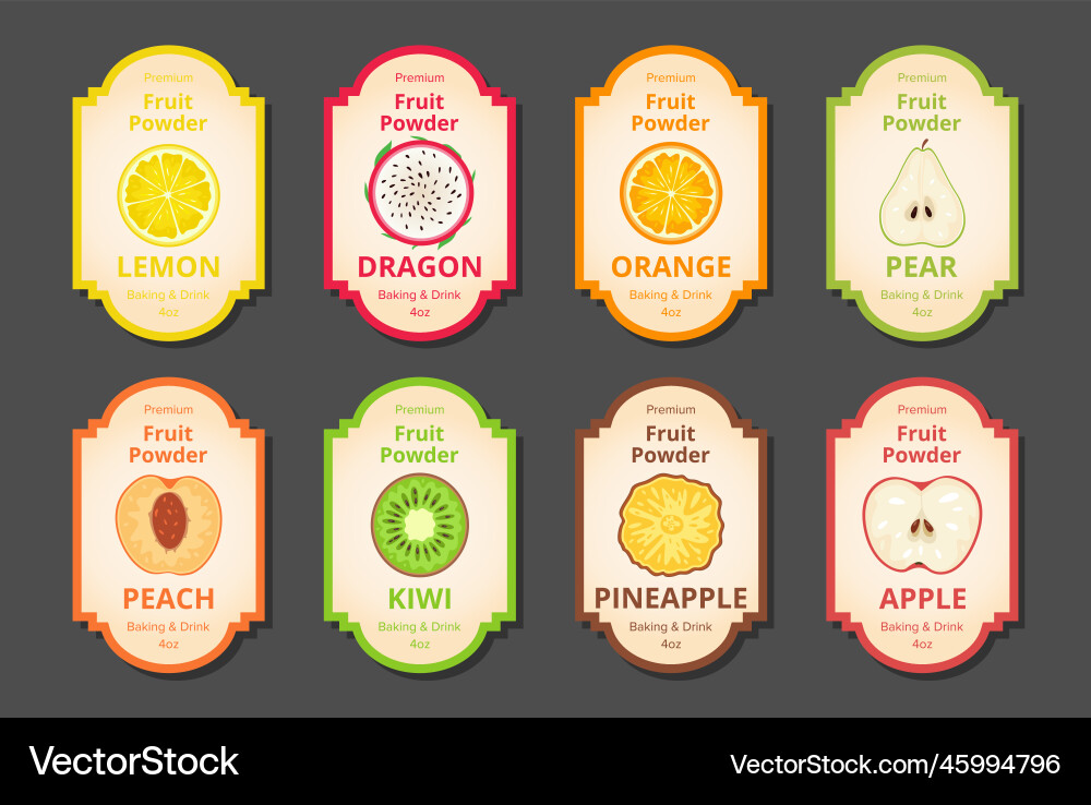 Fruit powder package label sticker natural vitamin