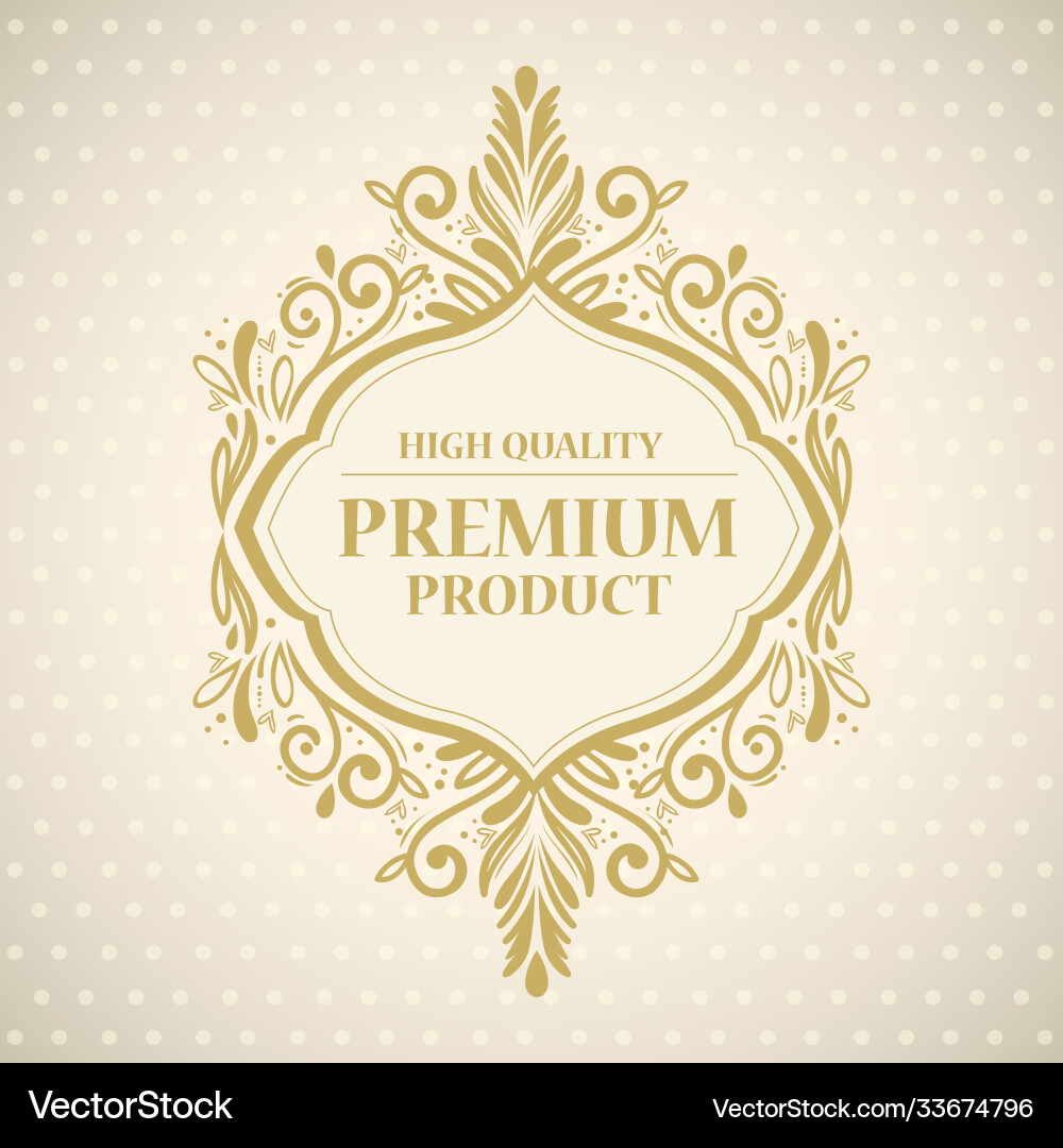High quality premium product label in gold frame Vector Image