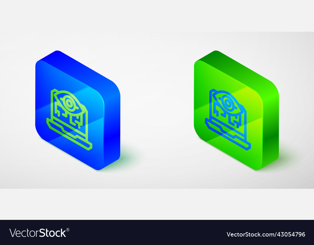 Isometric line computer vision icon isolated grey Vector Image
