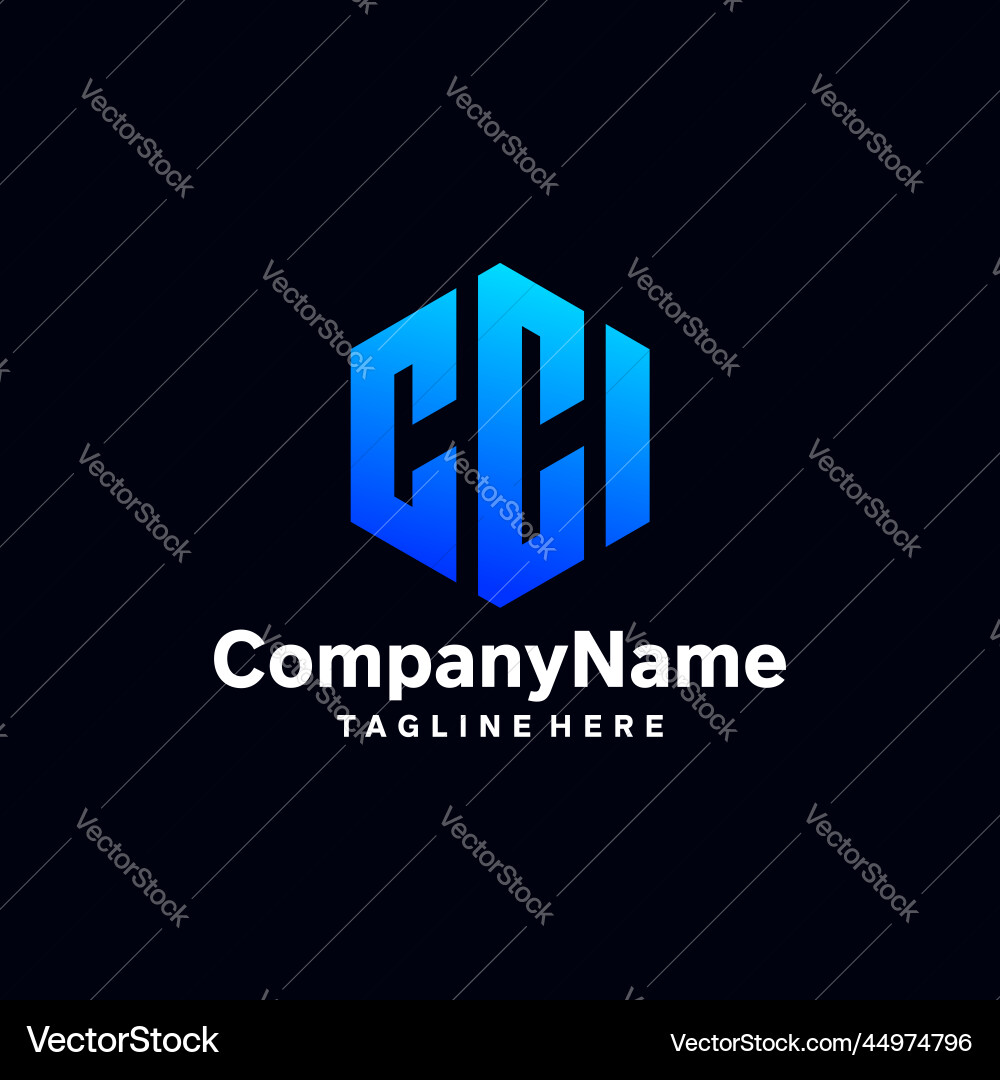 Letter cci logo in geometric style Royalty Free Vector Image