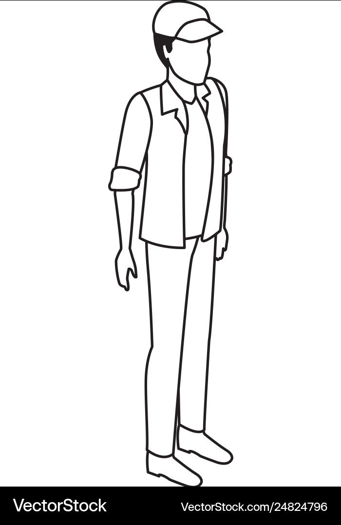 Man with hat avatar isometric in black and white Vector Image