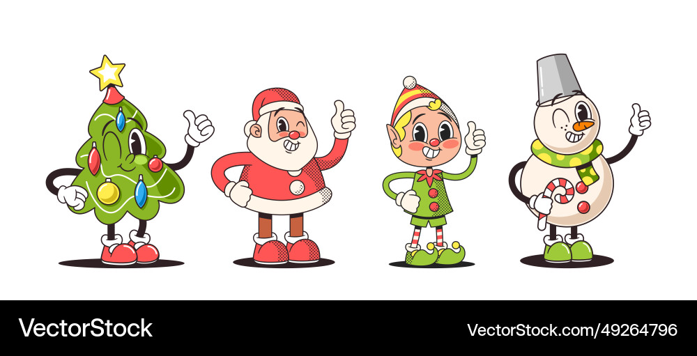 Retro-style christmas characters evoke nostalgia Vector Image