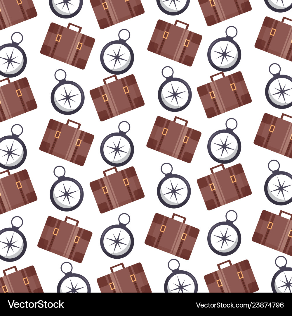 Suitcases and compass camping background Vector Image