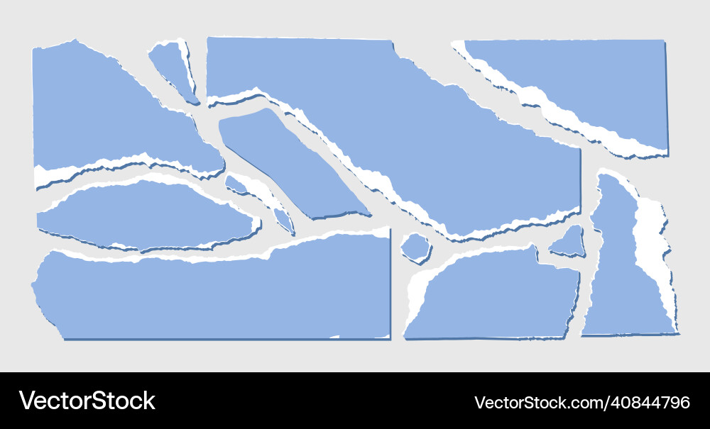 Torn blue paper with white edge isolated on grey Vector Image