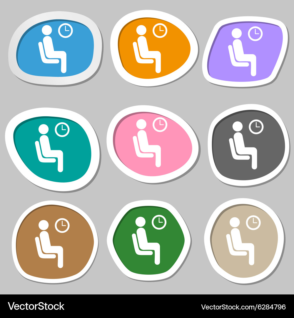 Waiting icon symbols multicolored paper stickers Vector Image