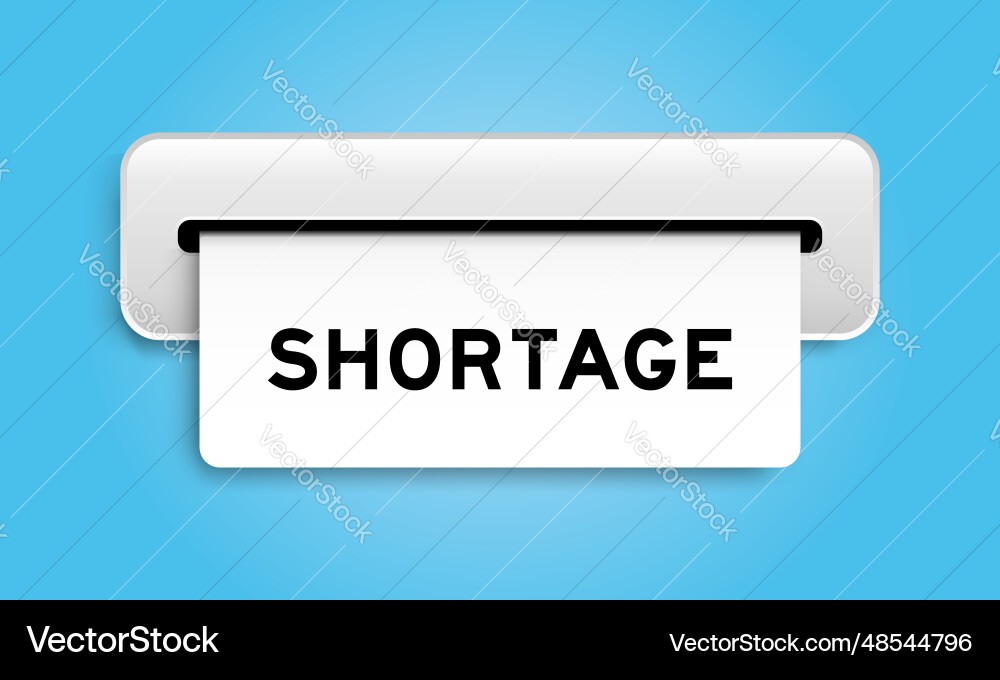 White coupon banner with word shortage from Vector Image