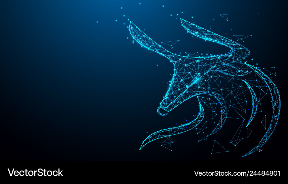 Abstract bull head from lines and particle style Vector Image