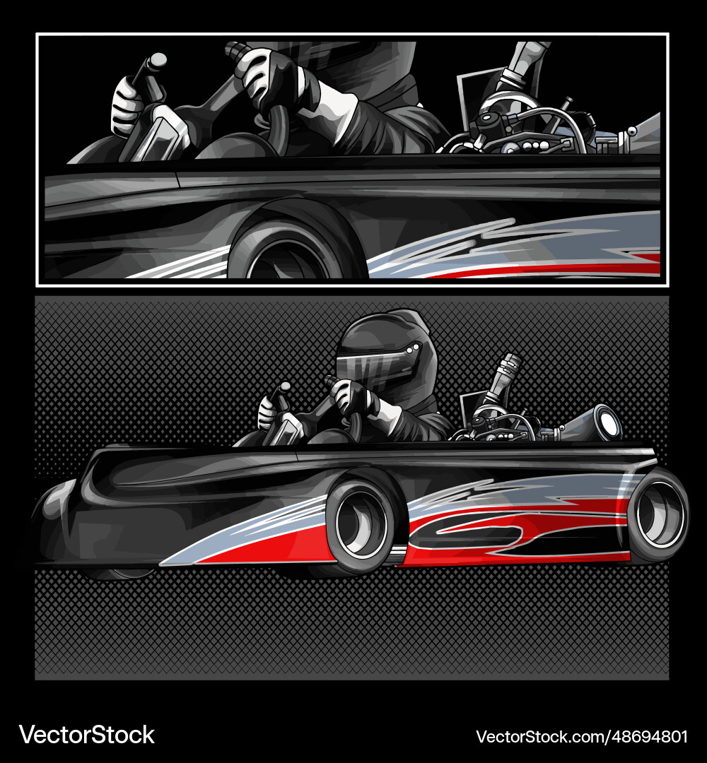 Black drag racing car with red strip Royalty Free Vector