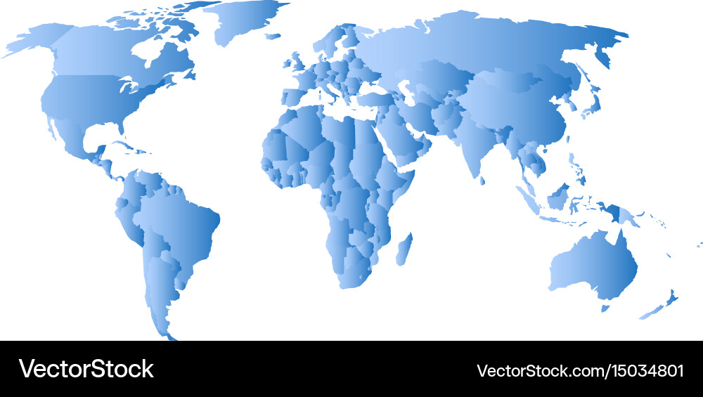 Blue political map world each state with own Vector Image
