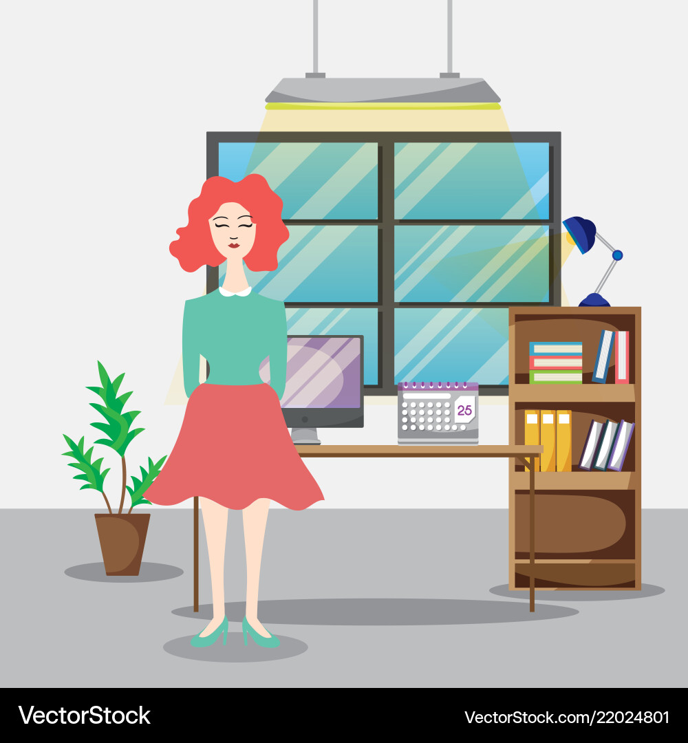Businesswoman at office Royalty Free Vector Image