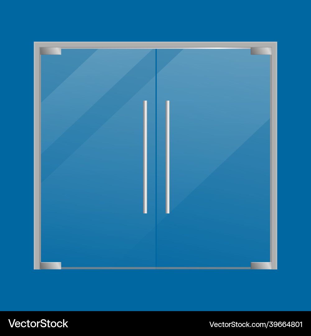 Glass doors realistic store double closed door Vector Image