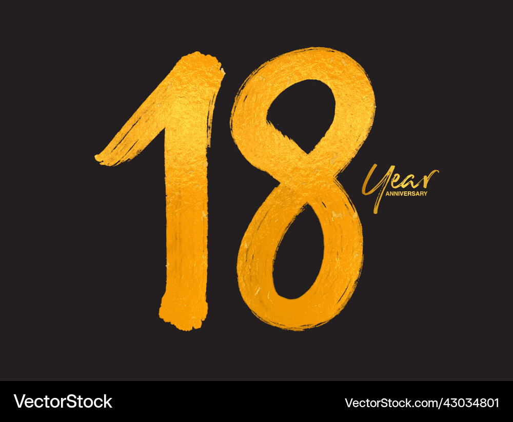 Gold 18 years anniversary celebration Royalty Free Vector