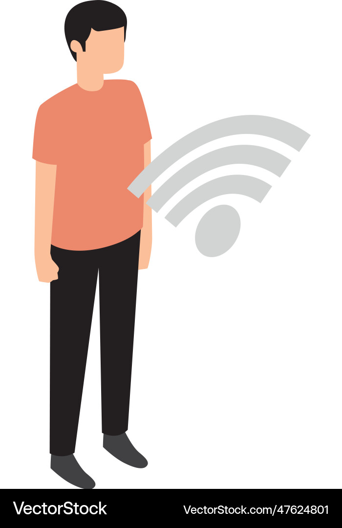 Isolated person with an internet wifi icon Vector Image
