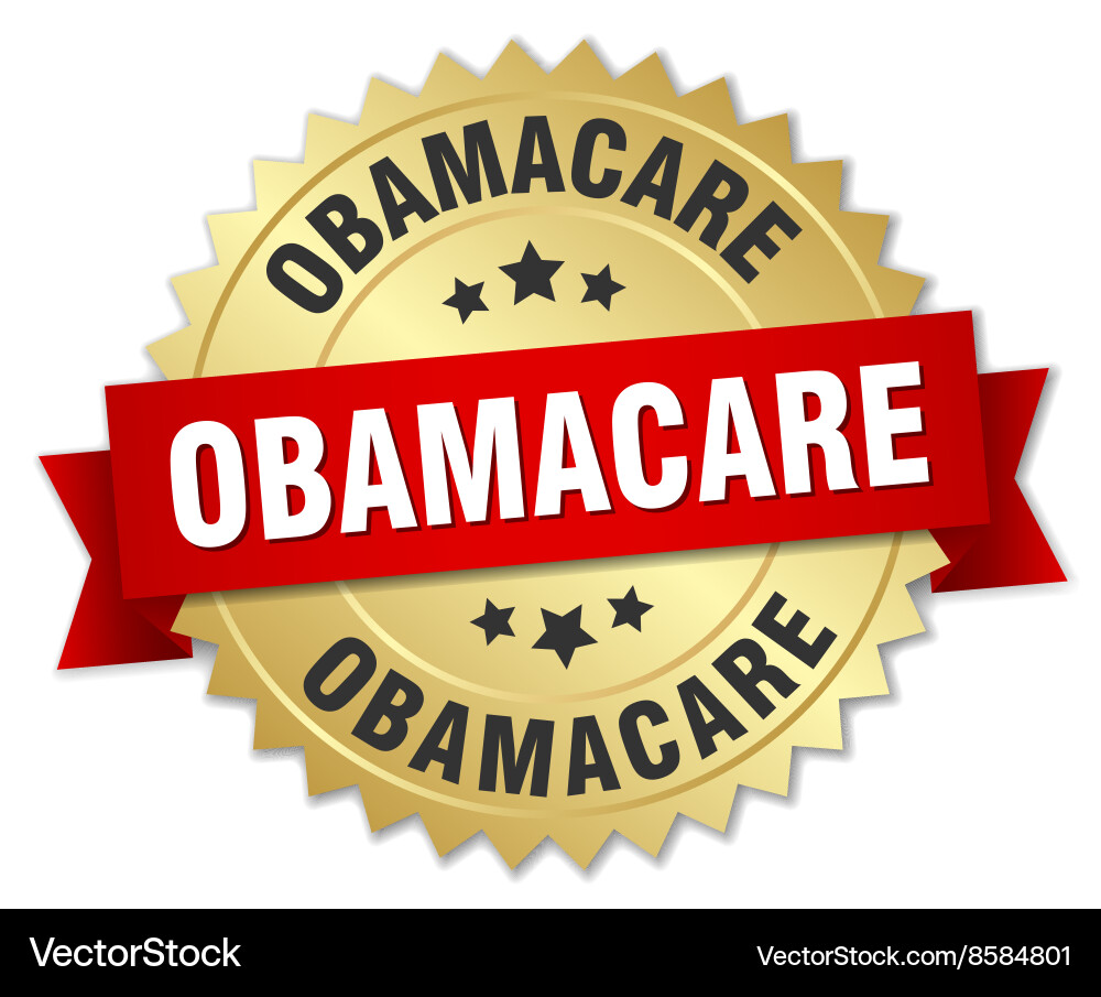 Obamacare 3d gold badge with red ribbon Royalty Free Vector