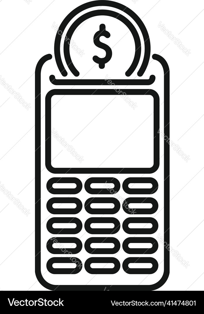 Pos terminal icon outline money pay Royalty Free Vector