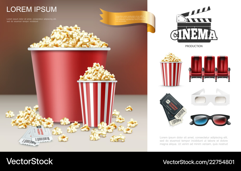Realistic cinema and movie composition Royalty Free Vector