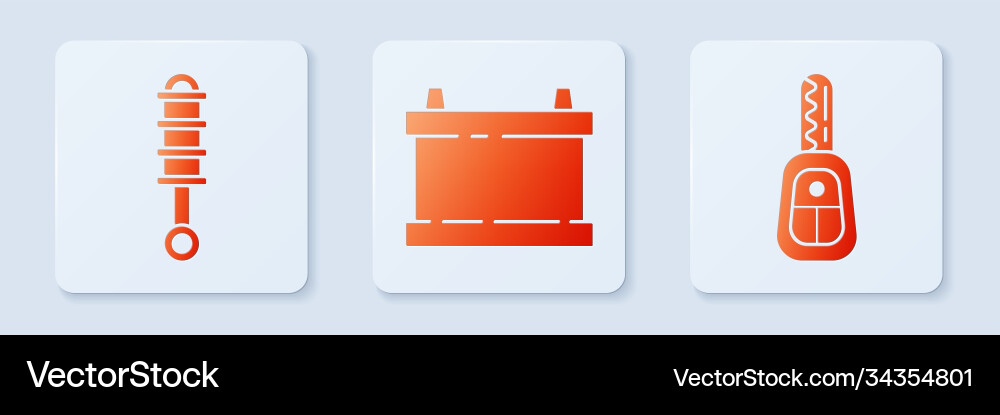 Set car battery shock absorber and car key Vector Image