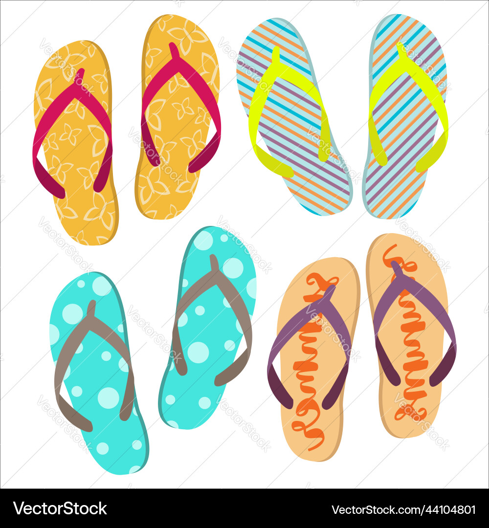 Set of colorful flip flops Royalty Free Vector Image