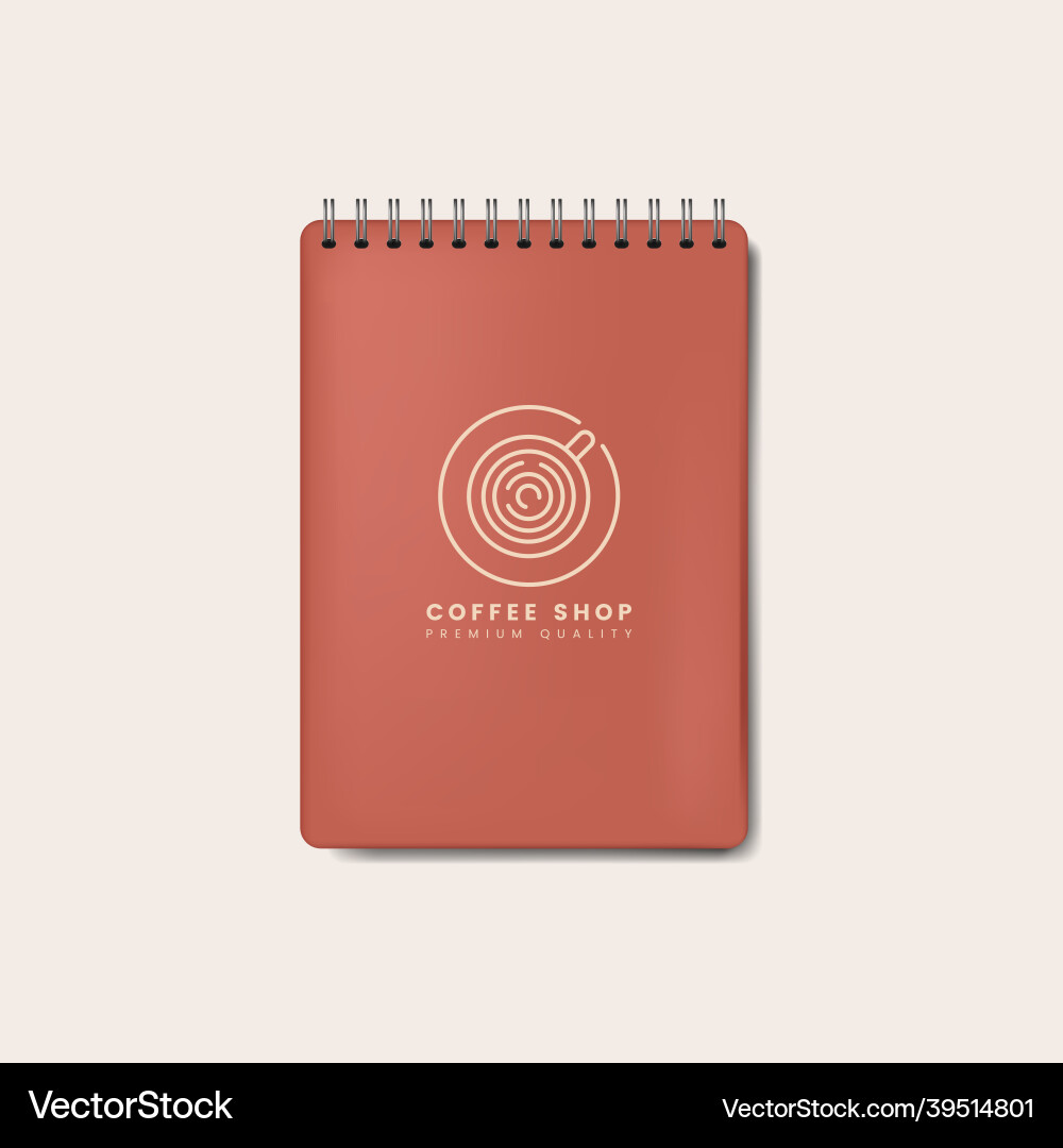 Spiral red notebook mockup isolated Royalty Free Vector