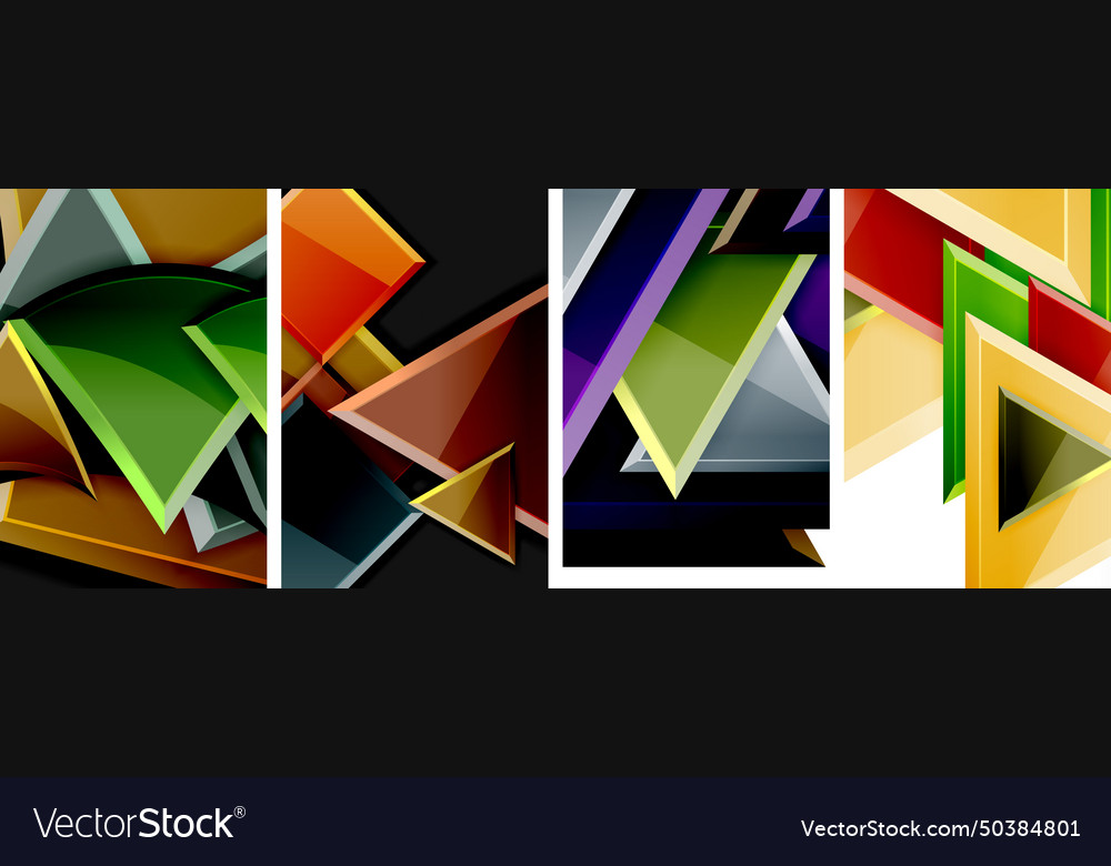 Triangle composition poster background set Vector Image