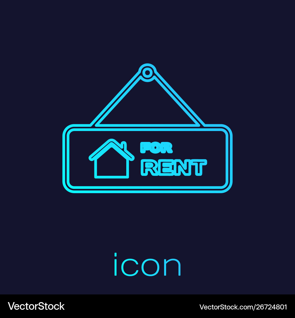 Turquoise line hanging sign with text for rent Vector Image