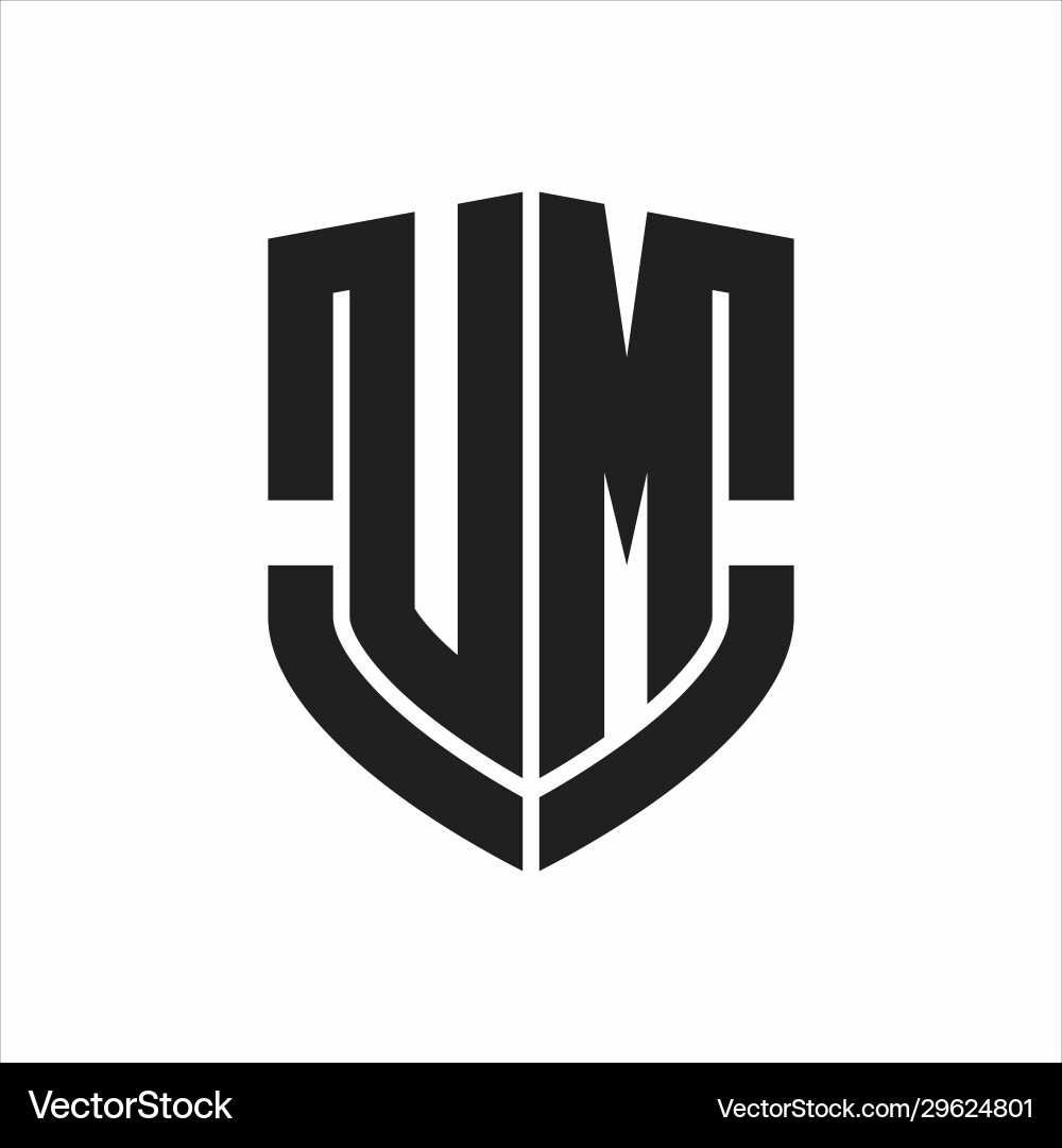 Um logo monogram with emblem shield shape design Vector Image