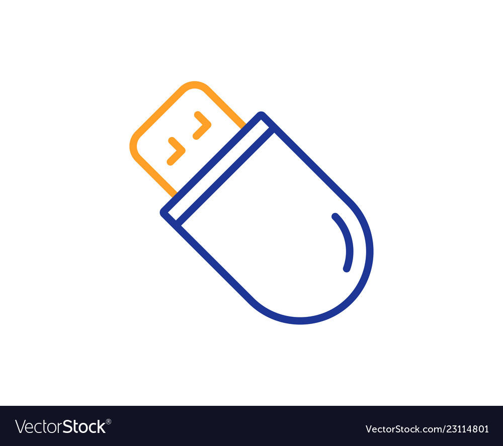 Usb stick line icon computer memory component Vector Image