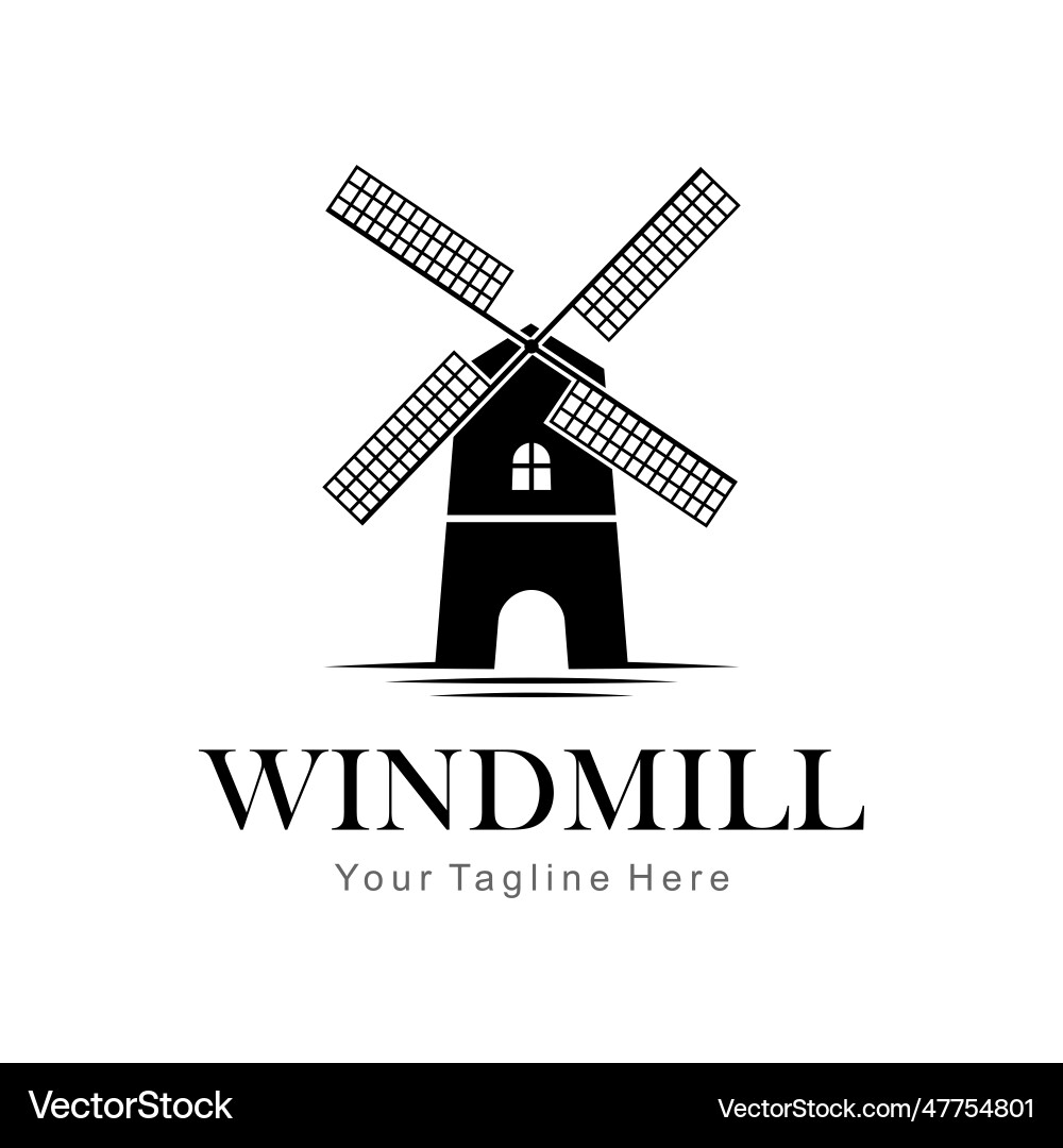 Windmill flat style logo Royalty Free Vector Image