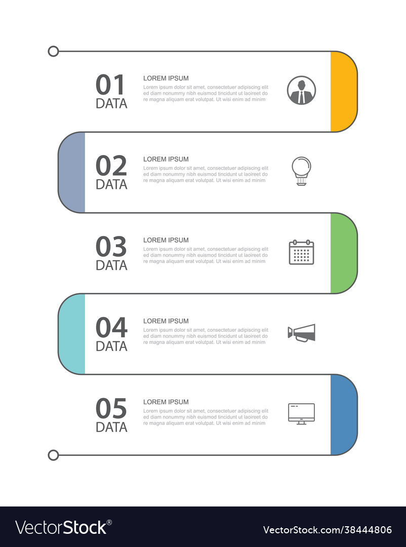 5 Data Infographics Tab Thin Line Index Template Vector Image