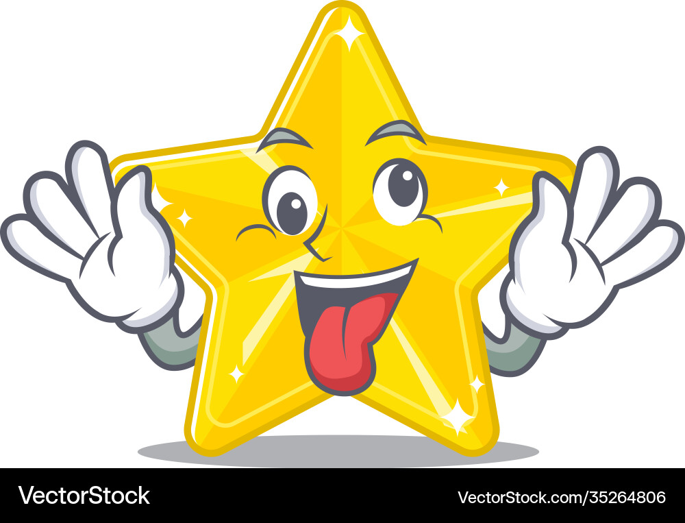 A cartoon design shiny star having crazy face Vector Image
