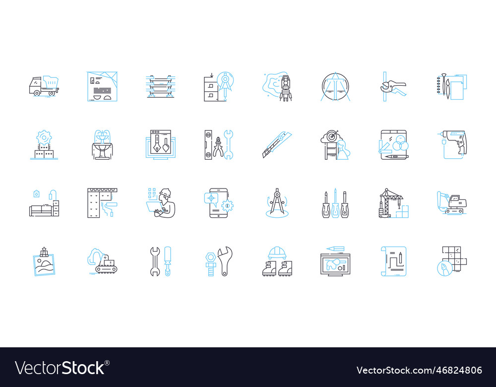 Building compnts linear icons set roofing Vector Image Building compnts linear icons set roofing Vector Image