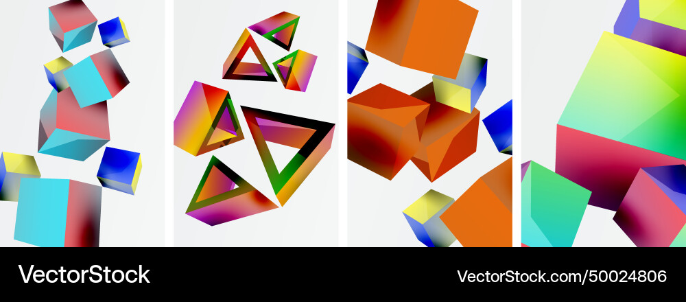 Composition of 3d cubes and other geometric Vector Image