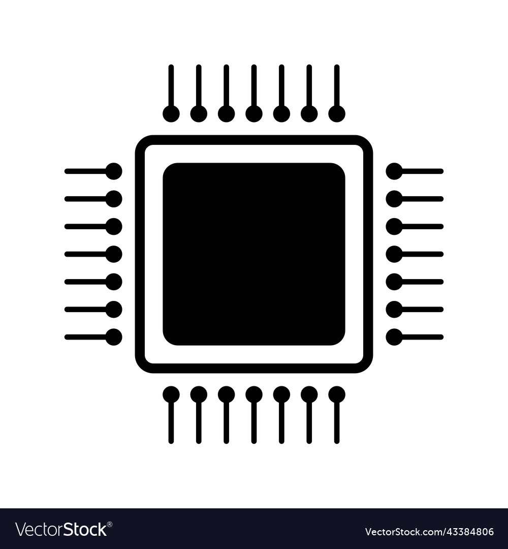 Computer chip icon on white background Royalty Free Vector