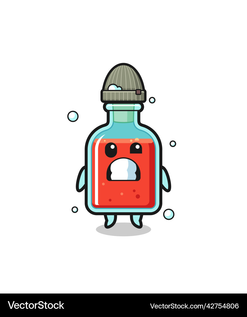 Cute cartoon square poison bottle with shivering Vector Image