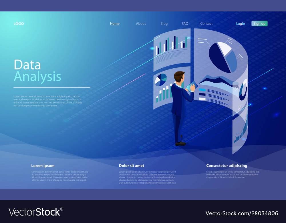 Data analysis concept character is standing in Vector Image