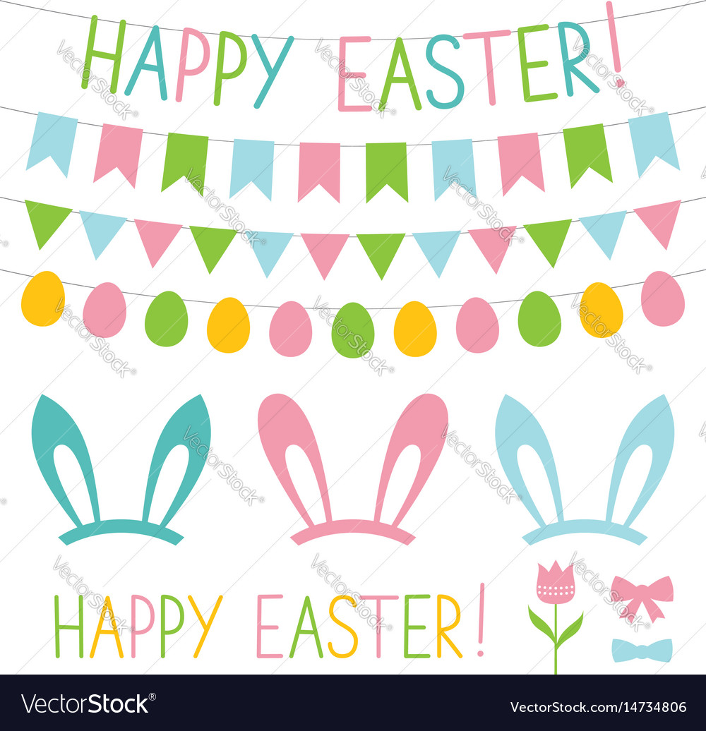 Easter design elements set Royalty Free Vector Image