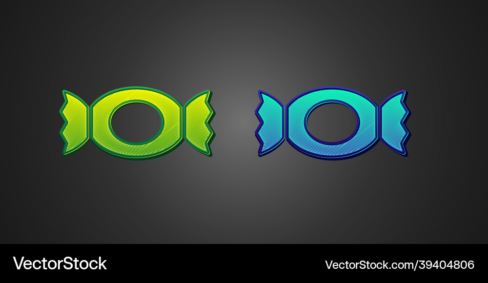 Green and blue candy icon isolated on black Vector Image