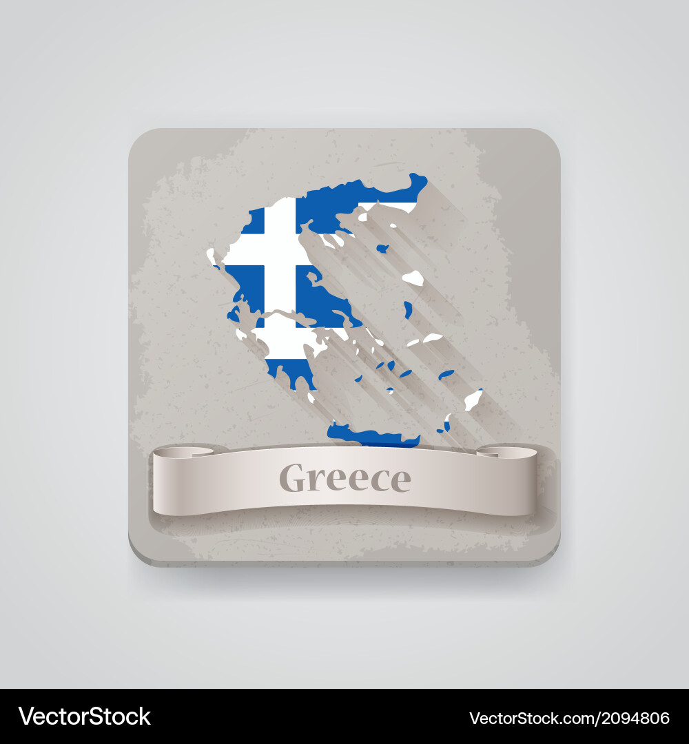 Icon of greece map with flag Royalty Free Vector Image
