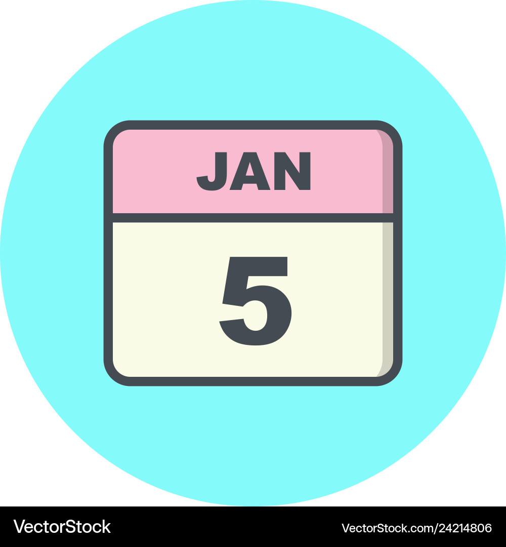 January 5th date on a single day calendar Vector Image