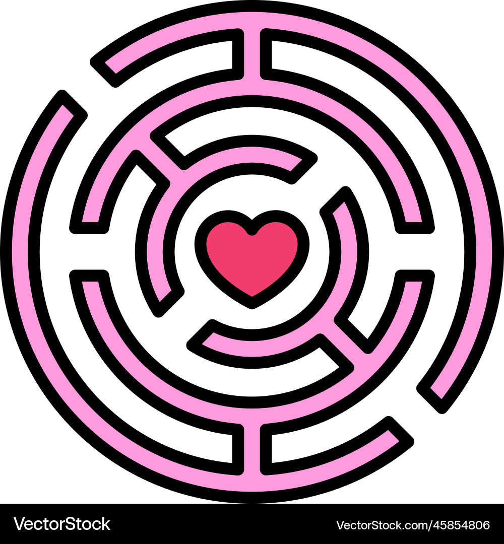 Maze icon love and heart Royalty Free Vector Image