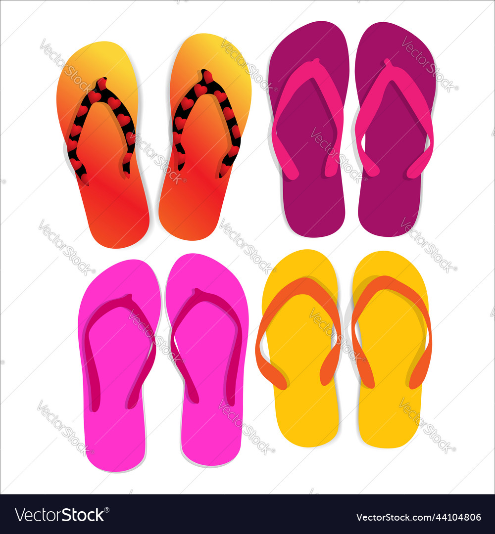 Set of colorful flip flops Royalty Free Vector Image