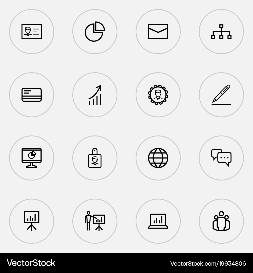 Trade icons line style set with leader Royalty Free Vector