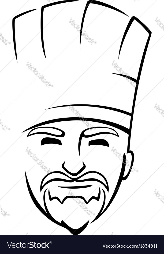 Bearded chef with a toque Royalty Free Vector Image