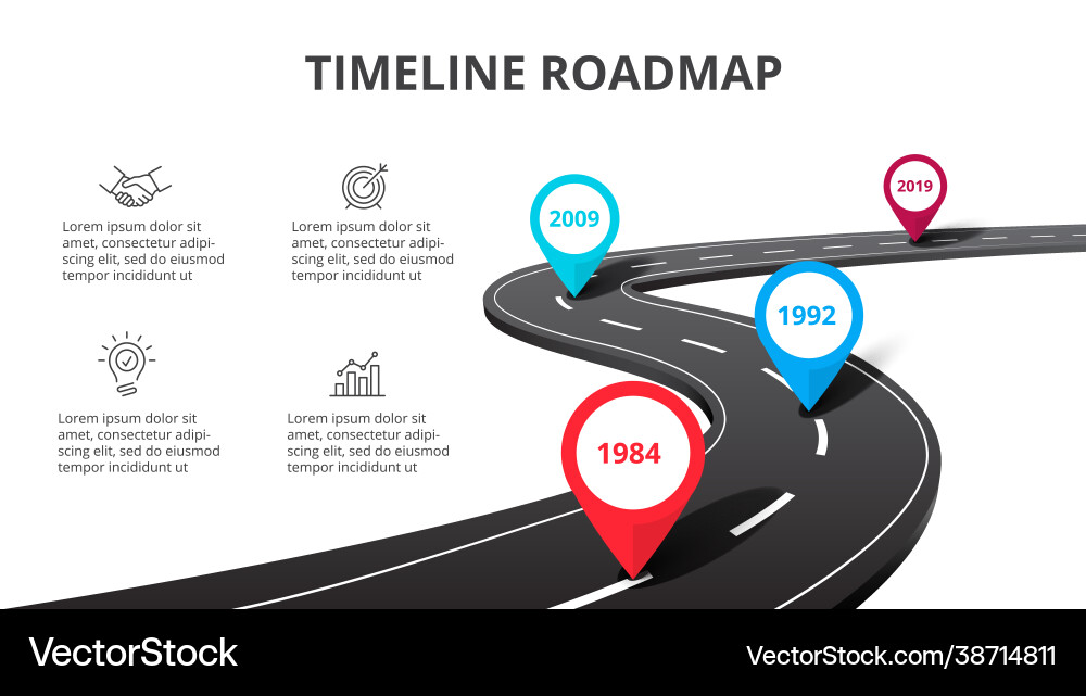 Business curved road map timeline infographic Vector Image