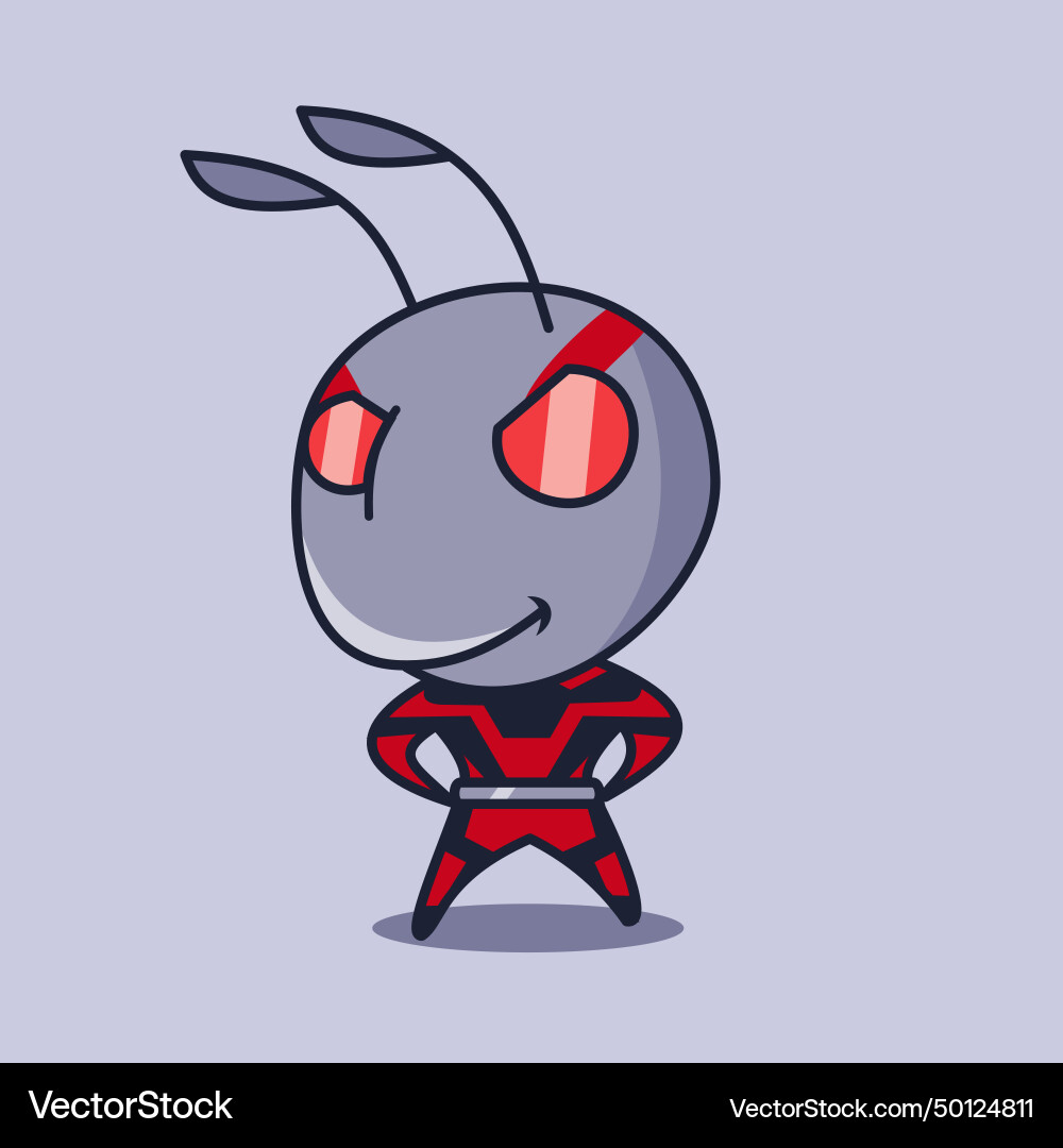 Cartoon ant superhero looking mighty heroic Vector Image